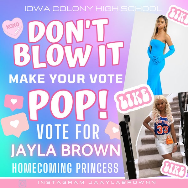Homecoming Pop the Vote Flyer| DIY Voting Campaign Election High School ...