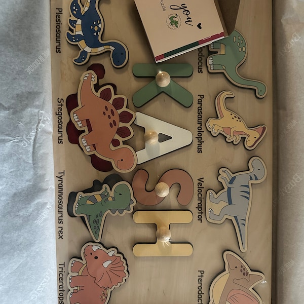 Dinosaur Name Puzzle | Dinosaur First Birthday Gift | Dinosaur Nursery ...