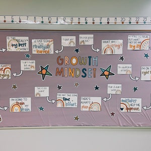 BOHO RAINBOW Growth Mindset Posters Neutral Rainbow Classroom Decor ...