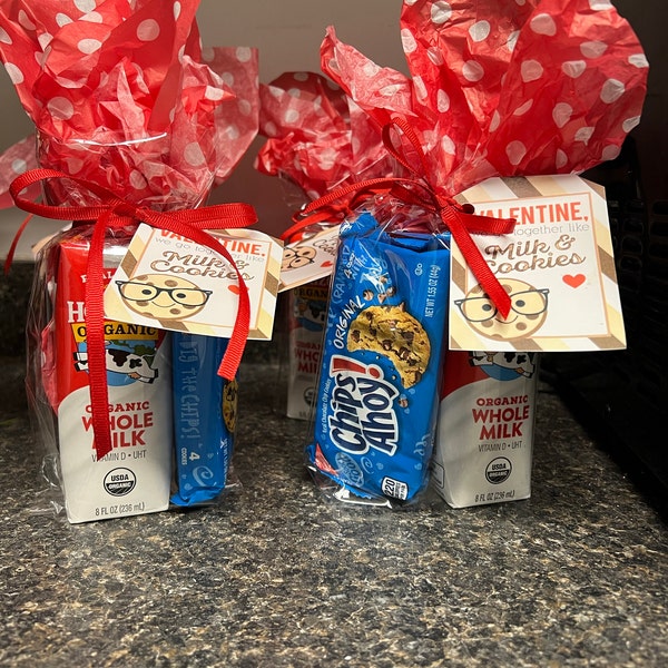 Valentine's Day Printable Cookie Tag Milk and Cookies Valentine Class ...