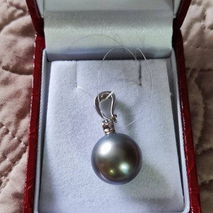 Huge Genuine Edison Pearl & Diamond Pendant, 18K Solid Yellow Gold ...