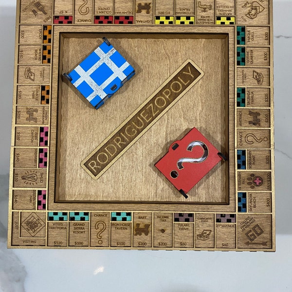FULLY Personalised Customopoly Wooden Board Game With Turntable, Bank ...