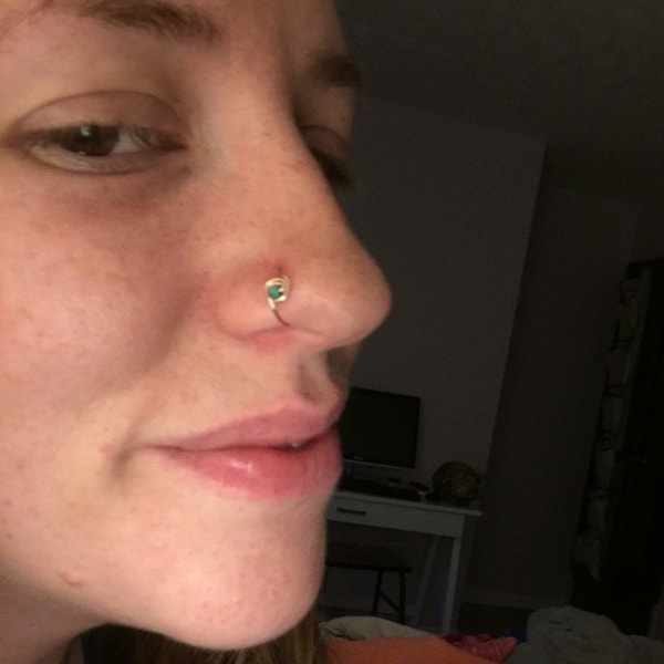 Nose Ring With Turquoise Bead Nose Hoop, 14k Rose Gold, Yellow Gold ...