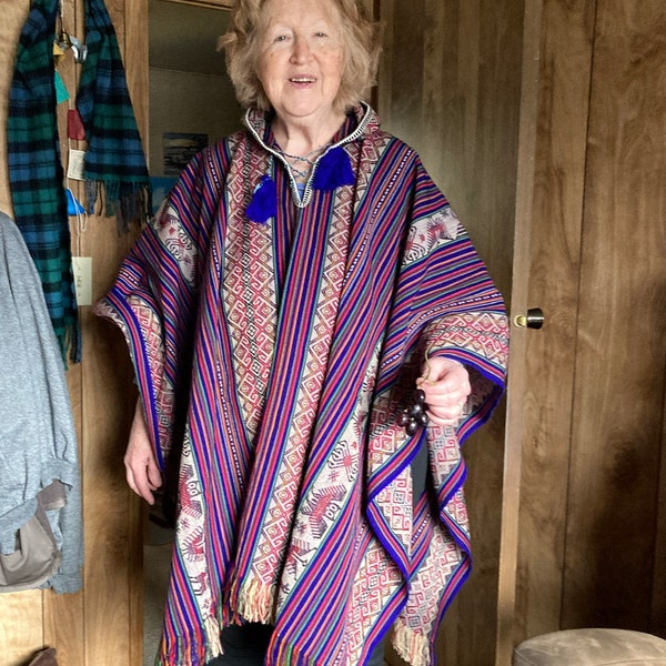 Alpaca Poncho Rainbow for Men and Woman, Poncho Alpaca Wool, Peru ...