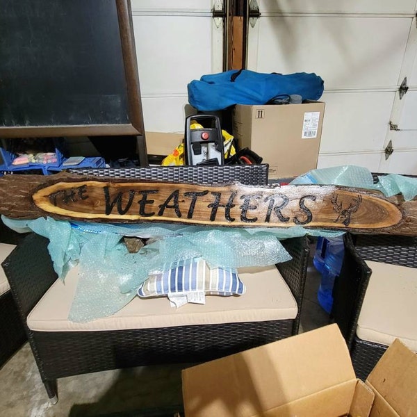Custom Carved Wooden Log Sign - Etsy