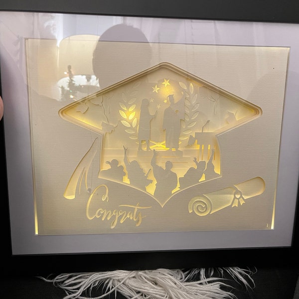 Graduation Shadow Box Files, Paper Cut Light Box Template Files, Shadow ...