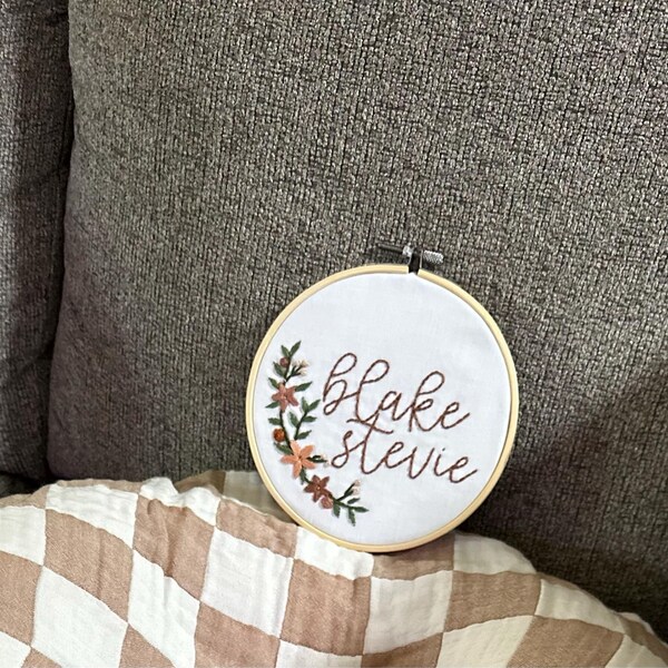Hand Embroidered Name Hoop, Personalized Embroidery Hoop, Baby Name ...