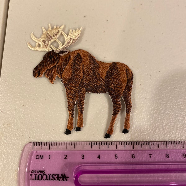Moose - Natural - Facing Left - Full Body - Iron on Applique ...