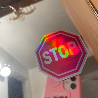 Stop Sign Holographic Sticker - Etsy