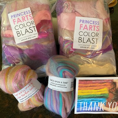 Princess Farts COLOR BLAST Half a Pound of Mixed Fibers to Card, Spin ...