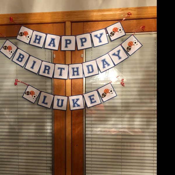 Sports Party Banner - Happy Birthday Banner - Custom Banner - Party ...