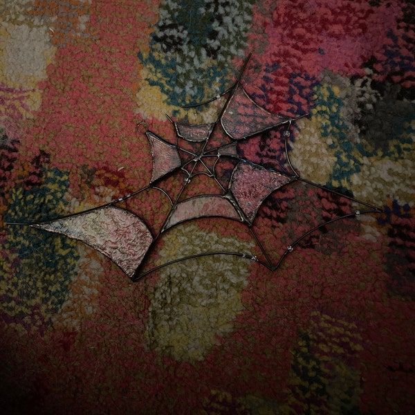 Spider Web, Stained Glass Spider on the Web, Window Hangings, Halloween ...