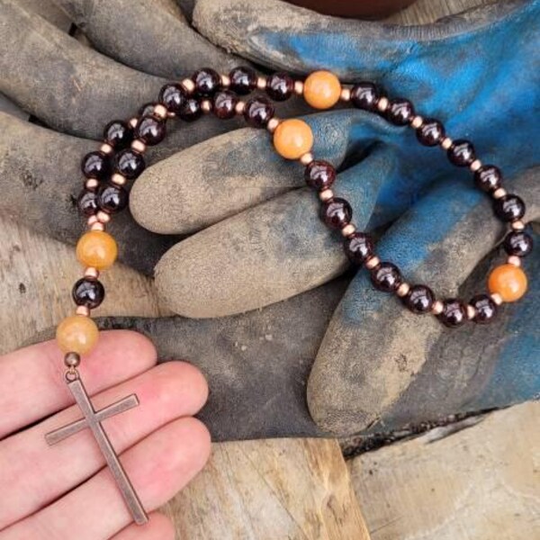 Blue Ceramic and Decorative Wood Cross Protestant Prayer Beads ...