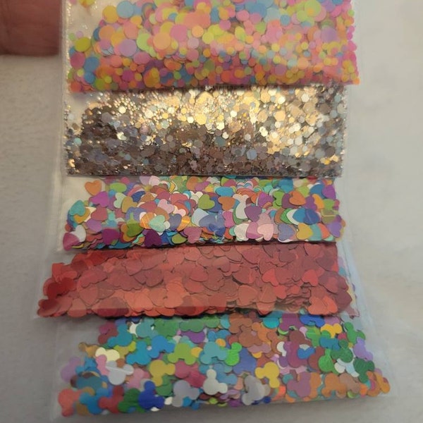 5-bag BIG Snowflake Glitter Sample Pack 9MM Holo Silver White Pearl ...