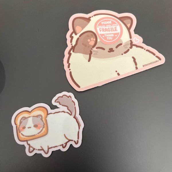 Please Handle With Love FRAGILE Sticker | Cat Meme Stickers | Kawaii ...