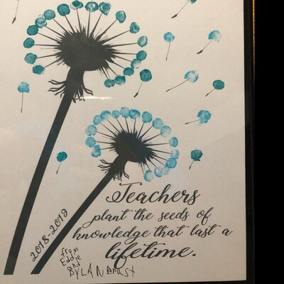 DIY Dandelion Fingerprint Art, Teacher Appreciation Gift, Gift From ...