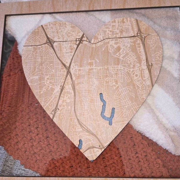 Custom Location Map Heart Design, Your City Map, Home Decor, Hometown ...