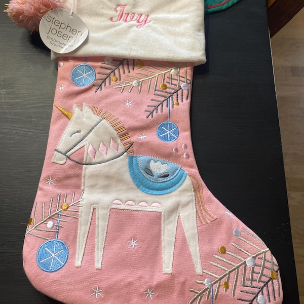 Unicorn Personalized Stocking, Embroidered Stocking, First Christmas ...