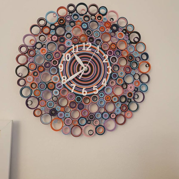 Large Wall Clock, Paper Clock, Colorful Wall Clock, First Anniversary ...