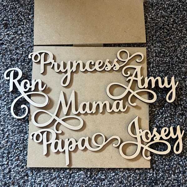 Laser Cut Wood Names Custom Laser Cut Name Signs Wedding Place Cards ...