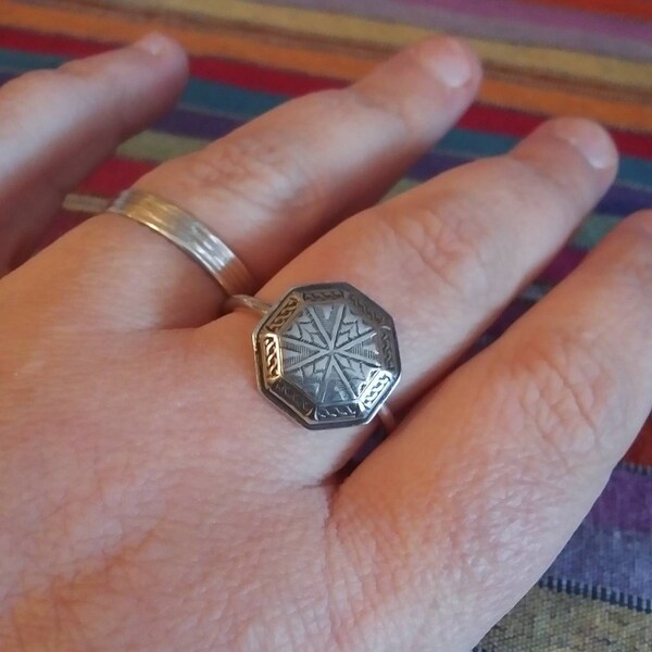 Art Deco Sterling Silver Octagon Ring: Shield Maiden Jewelry - Etsy