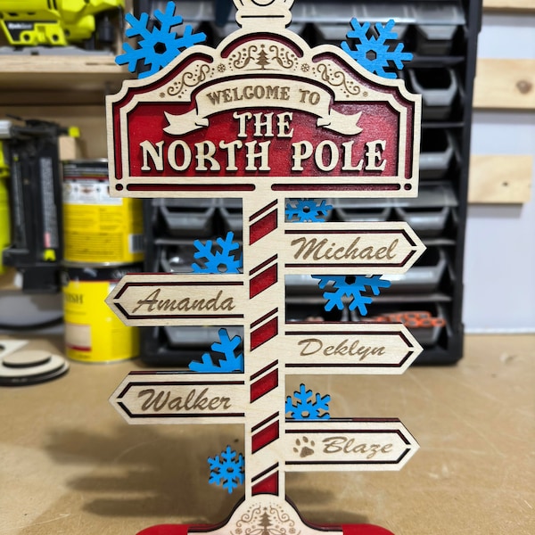 The North Pole Family Sign - Includes 2 to 8 Arrow Options - SVG File ...