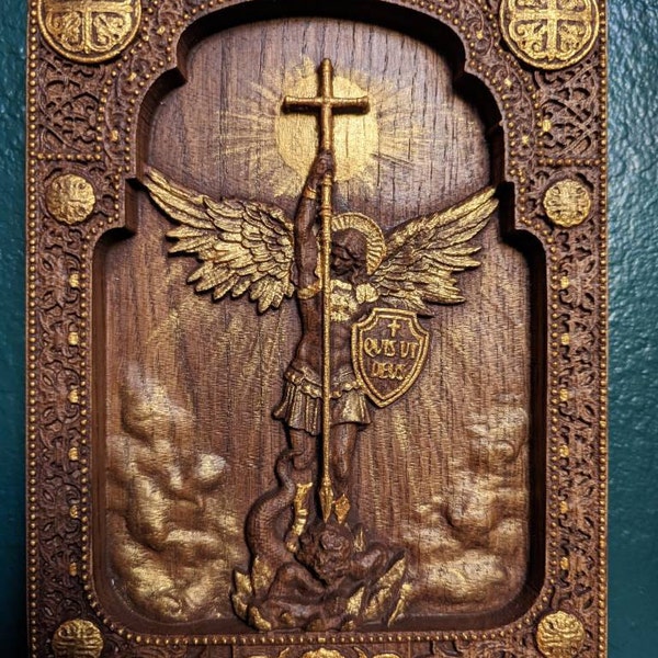 Archangel Michael Warrior Wood Plaque: Christian Wall Art, Religious ...