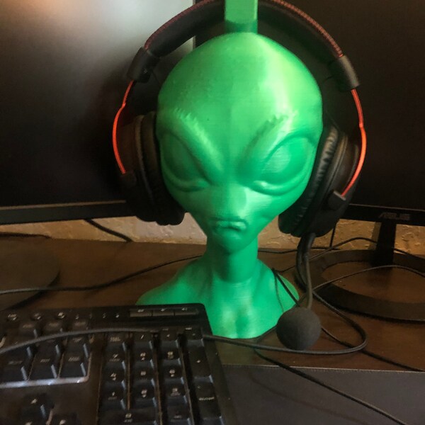 Alien Head Headphone Stand! Headset Holder Rack, Grey Area 51 ...
