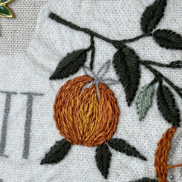 Orange Branch Embroidery Pattern, Summer Embroidery Pattern PDF ...