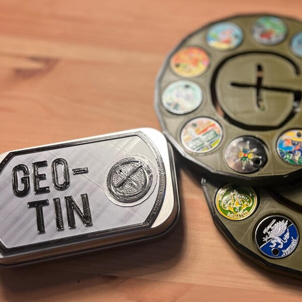 Geocache Swag Tokens Double Resin Dome Covering Color Printed Images ...