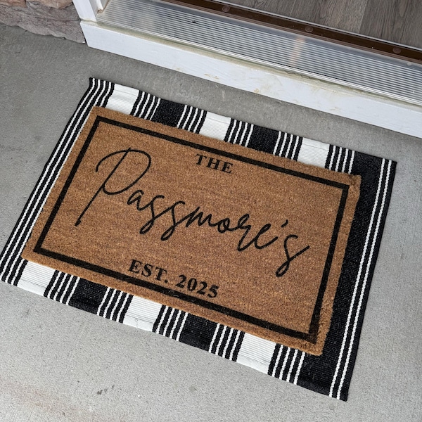 Personalized Doodle Family Welcome Mat | Personalized Gifts for Mom ...