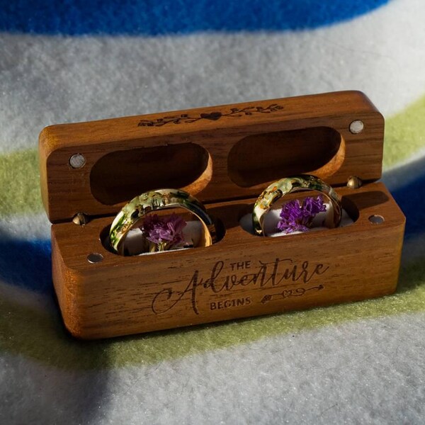 Natural Wood Ring From White Oak and Wenge. Wooden Ring With Orange ...