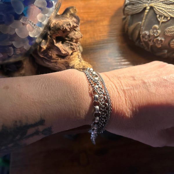 Sterling Silver Multi-strand Bracelet - Oxidised Solid 925 Silver ...