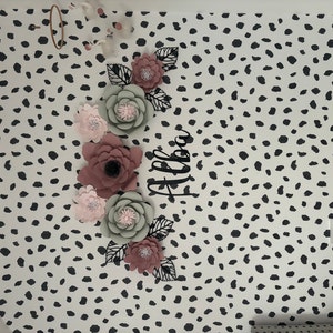 Initial Letter Paper Flower Set Wall Decal Paper Flower Nursery ...