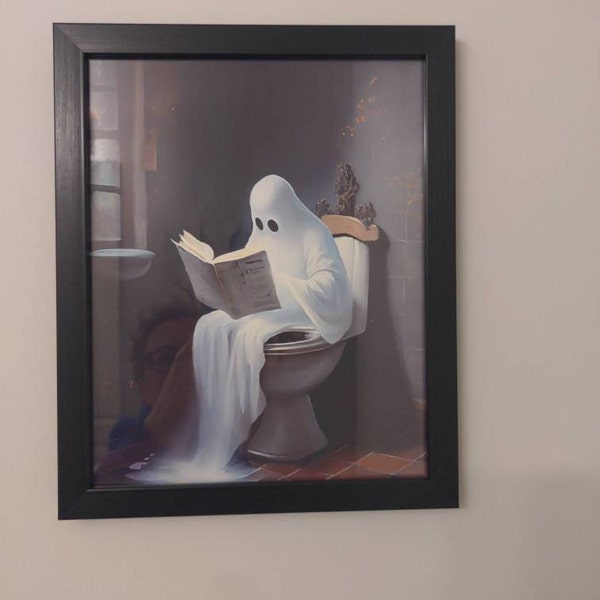 Ghost on Toilet, Ghost in Bathroom Print, Dark Academia, Vintage Poster ...