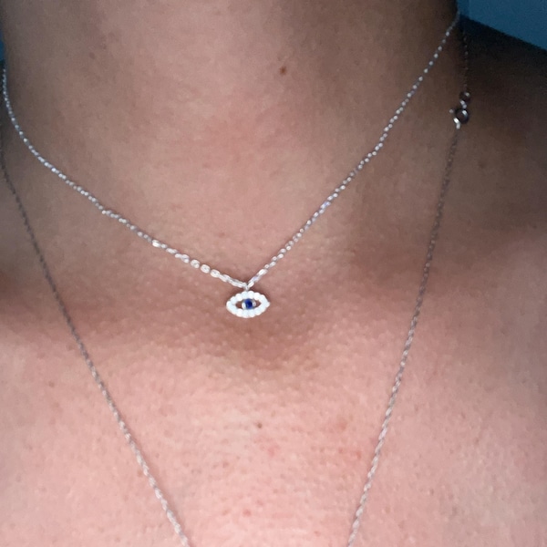 Dainty Evil Eye Necklace – 18K Gold Plated Nazar Pendant – Blue Eye ...