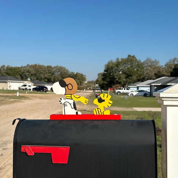 Snoopy Woodstock Mailbox Fence Line Topper Top Large Outdoor Decoration ...