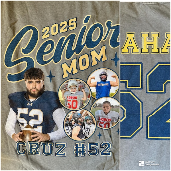 Custom Photo Collage Football Senior Mom Shirt, Personalized 90s Style ...