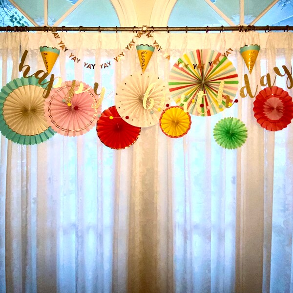 Hip Hip Hooray Party Fans 8ct | Birthday Party Decorations | Colorful ...