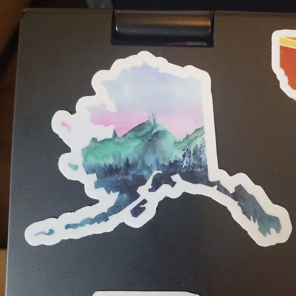 Alaska State - Mountains Sticker Decal - Vinyl, RV Car Laptop Sticker ...
