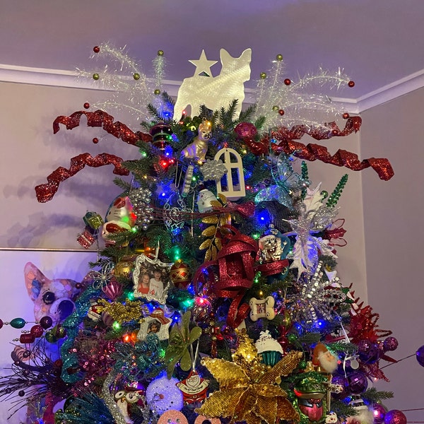 French Bulldog Star Dog Tree Topper, Holiday Decoration, Aluminum ...