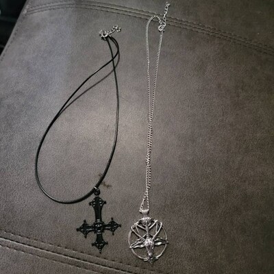 Inverted Cross Necklace, Upsidedown Cross Necklace, Satanic Necklace - Etsy