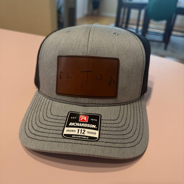 Custom Leather Patch Hat for Father's Day-engraved With 'dad' Writing ...