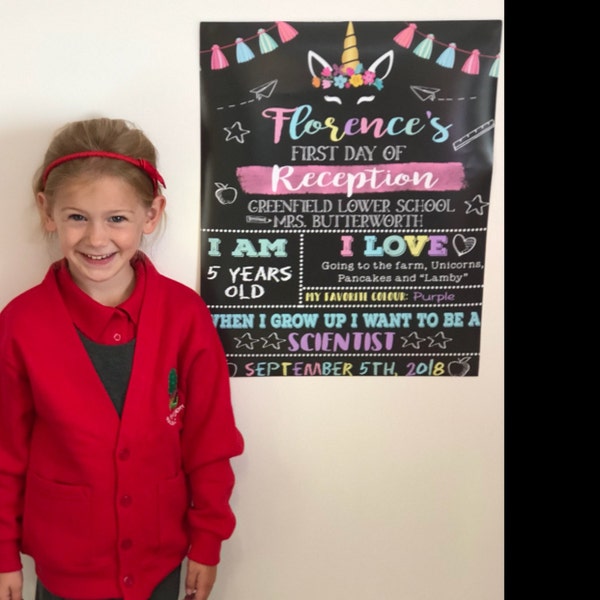 Unicorn First Day of School Sign, Girl First Day of School Sign, First ...
