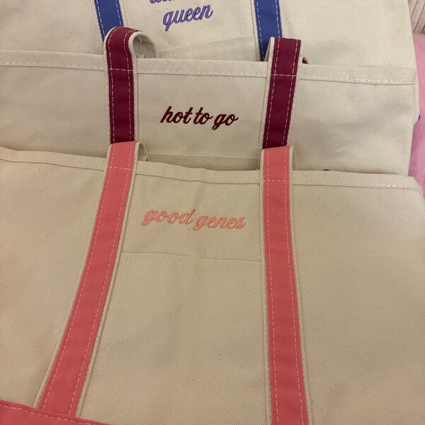 Personalized Canvas Tote, Ironic Boat Bag, Monogram Canvas Tote Bag ...