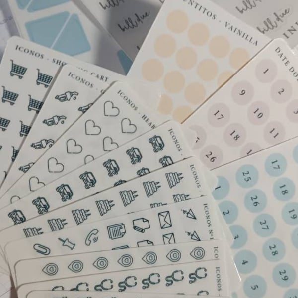 Mini Icons Stickers Sheet | Transparent Stickers | Planner Stickers ...