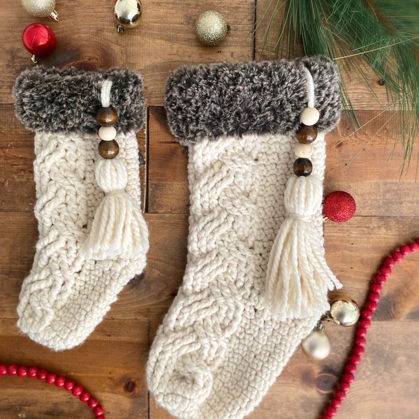 CROCHET PATTERN / Fable Cable Christmas Stocking - Etsy