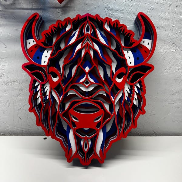 Bison Head Layered Design for Cutting, Vector File for Laser and Paper ...