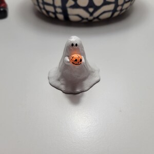 Mini Spooky Ghost in Glass Dome Clay Ghost Pumpkins Halloween - Etsy