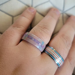 Unicorn Poop Ring With Opal Inlay 6mm Width Diamond Dust | Etsy